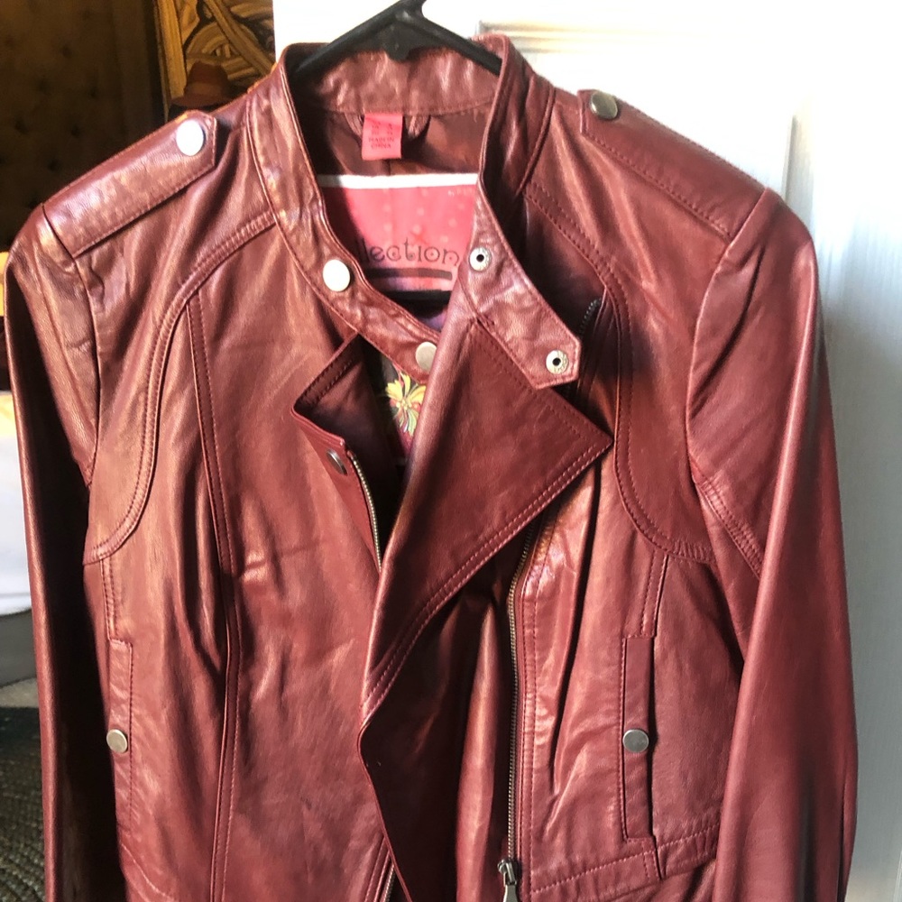 Burgundy Red Real Leather Jacket - Gem